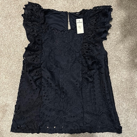 Express | Tops | Nwt Express Eyelet Lace Flutter Sleeve Top | Poshmark